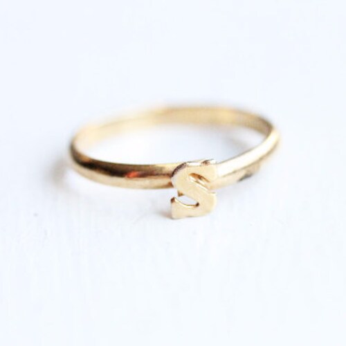 Initial Gold Ring Gold Letter Ring R Ring Personalized - Etsy