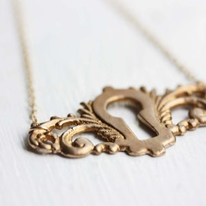 Keyhole Necklace Gold, Vintage Pendant Necklace, Key Necklace, Brass ...