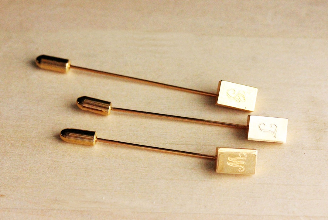Initial Stickpin Gold, Letter Stickpin, Stickpin, Initial Pin, Letter ...