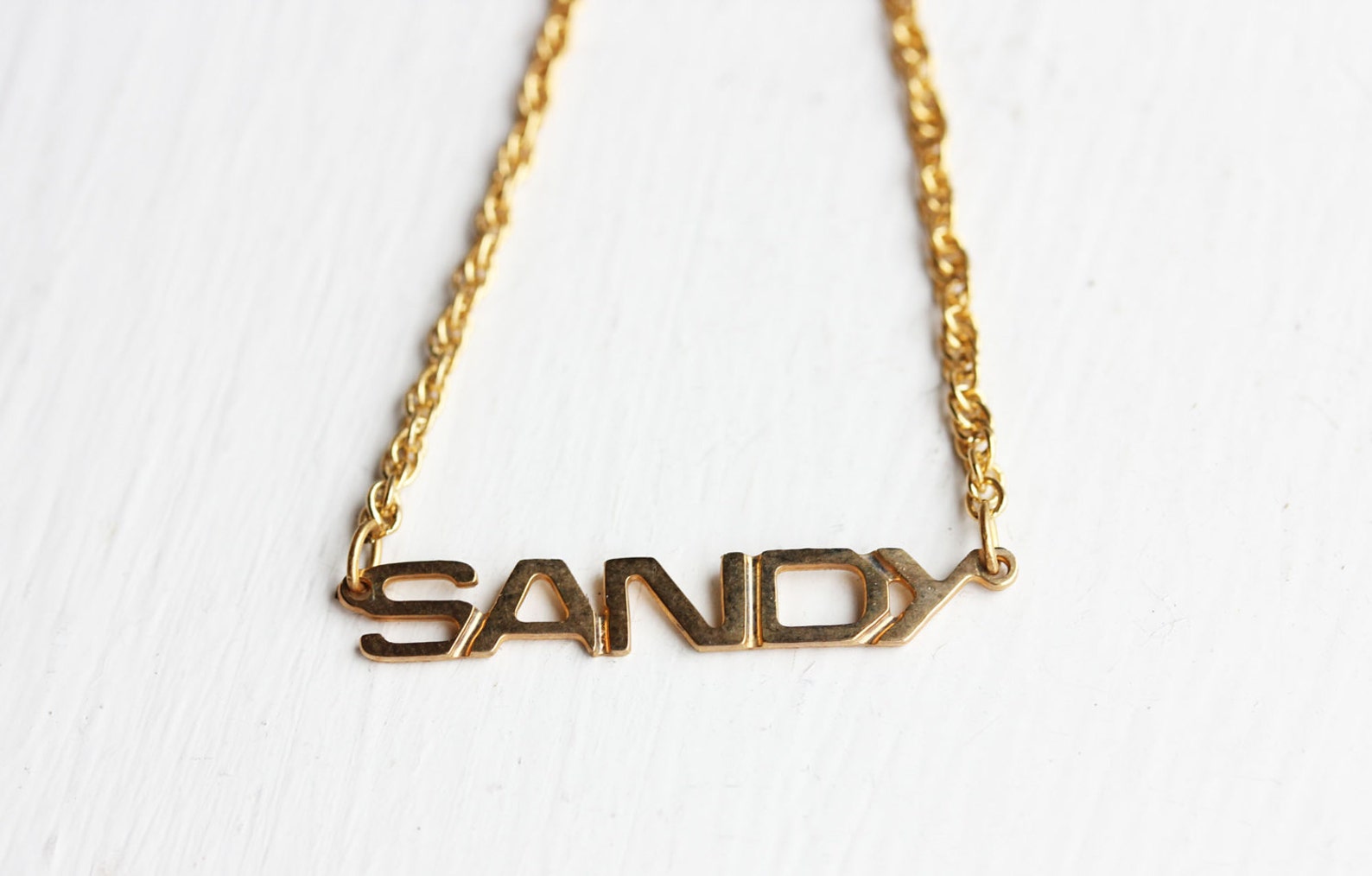 Sandy Name Necklace Gold Name Necklace Vintage Name Necklace - Etsy