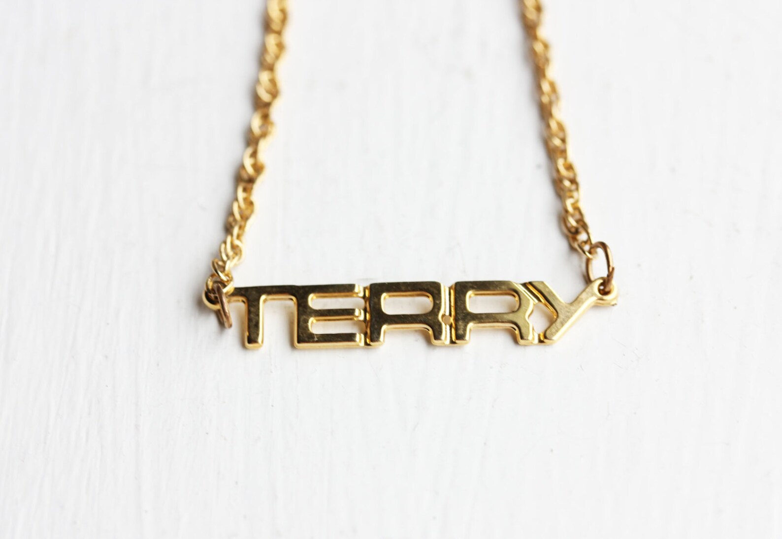Terry Name Necklace Gold Name Necklace Vintage Name Necklace | Etsy