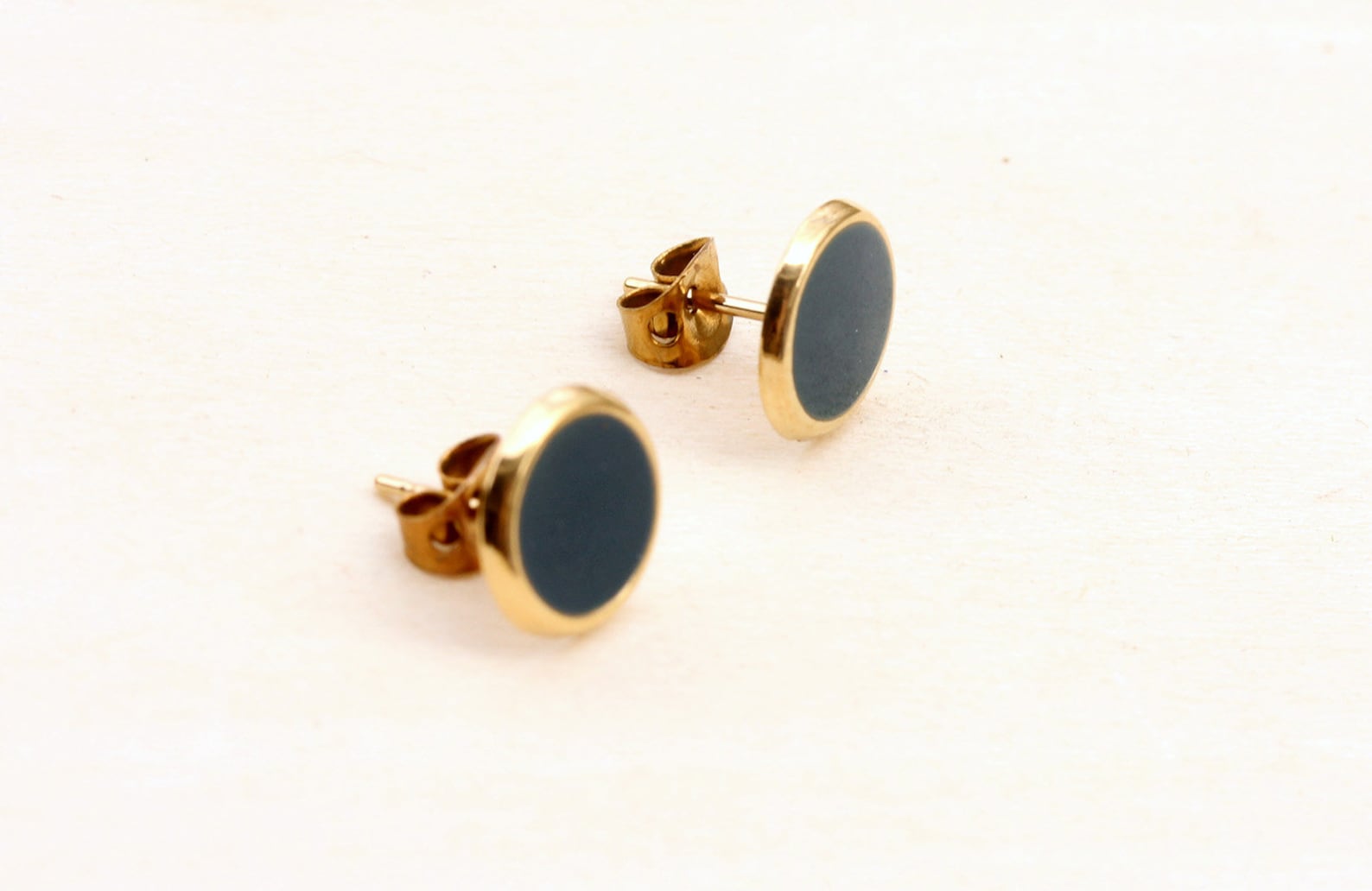 Blue Circle Studs, Navy Studs, Round Navy Studs, Enamel Studs, Round ...