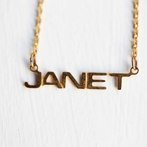 Janet Name Necklace Gold Name Necklace Vintage Name Necklace - Etsy