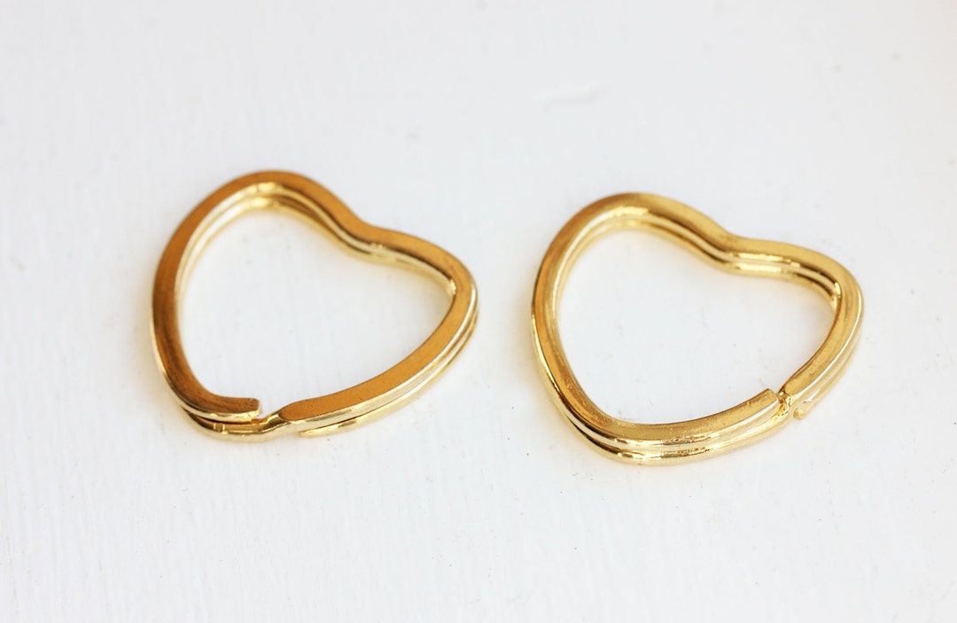 Keychain Heart Gold, Love Keychain Set, Simple Gold Heart, Heart Shape ...