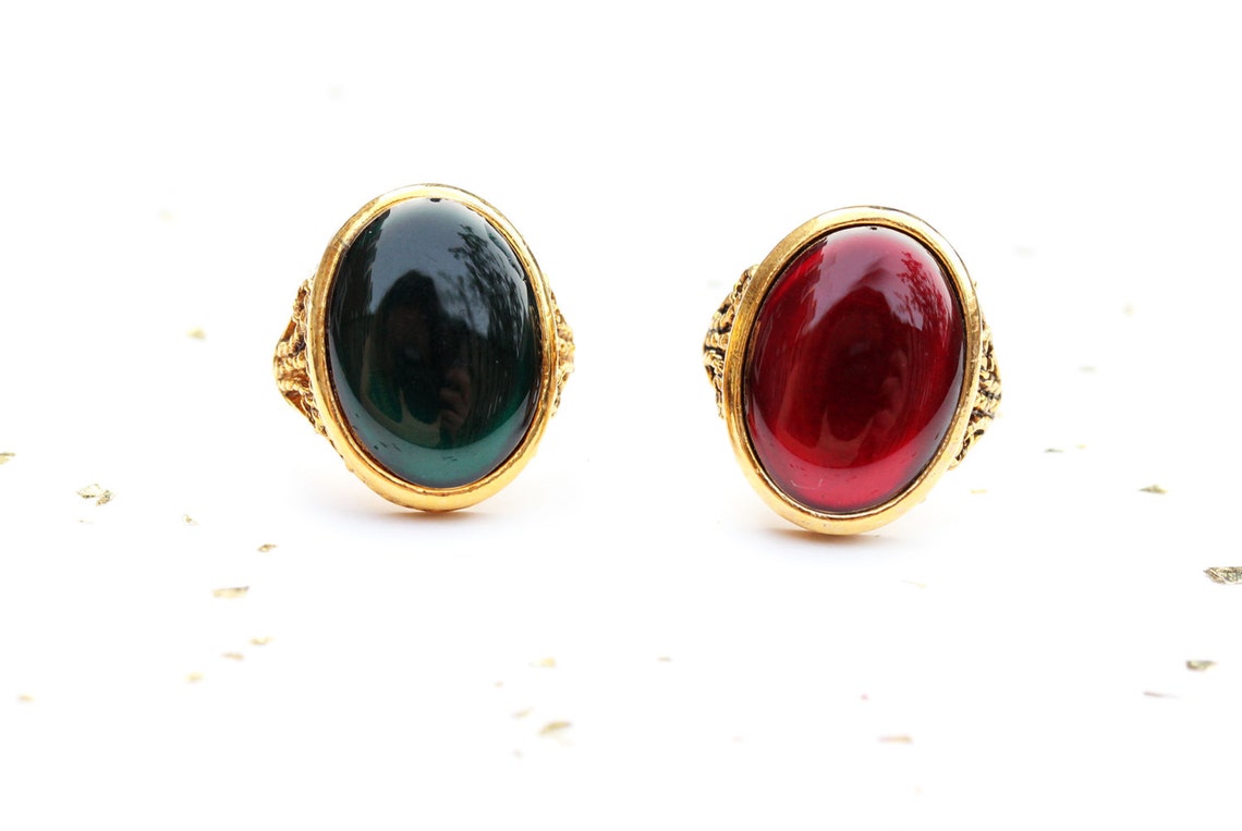 Oval Resin Ring Gold Resin Ring Gold Stone Ring Red Ring - Etsy