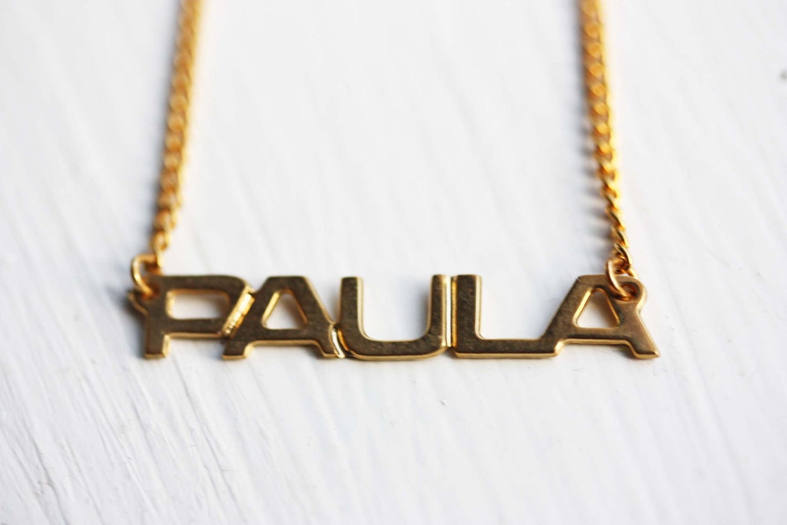 Paula Name Necklace Gold Name Necklace Vintage Name Necklace | Etsy