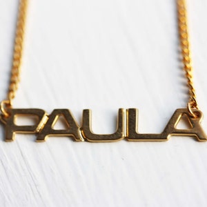 Paula Name Necklace Gold, Name Necklace, Vintage Name Necklace Gold ...