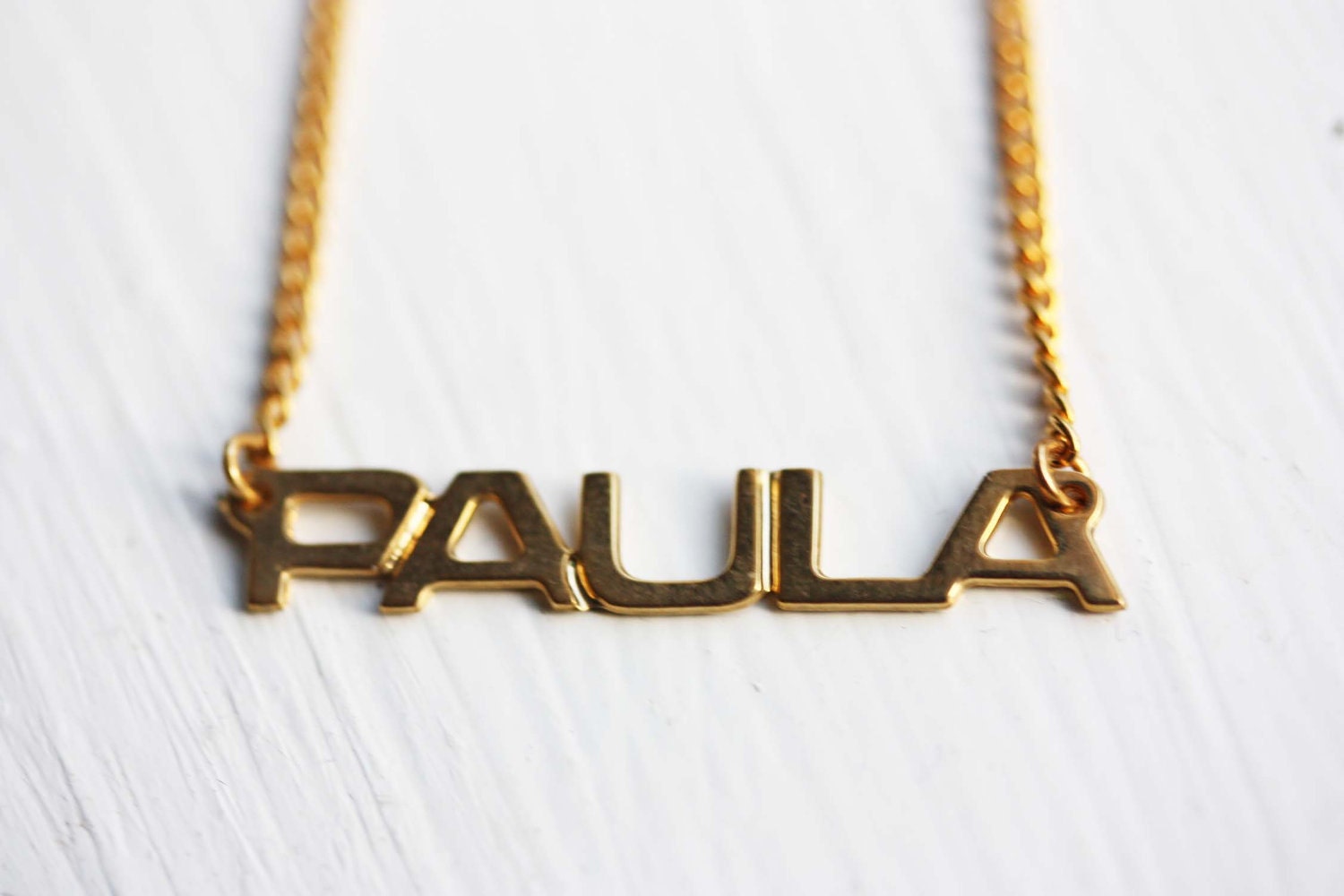 Paula Name Necklace Gold Name Necklace Vintage Name Necklace - Etsy