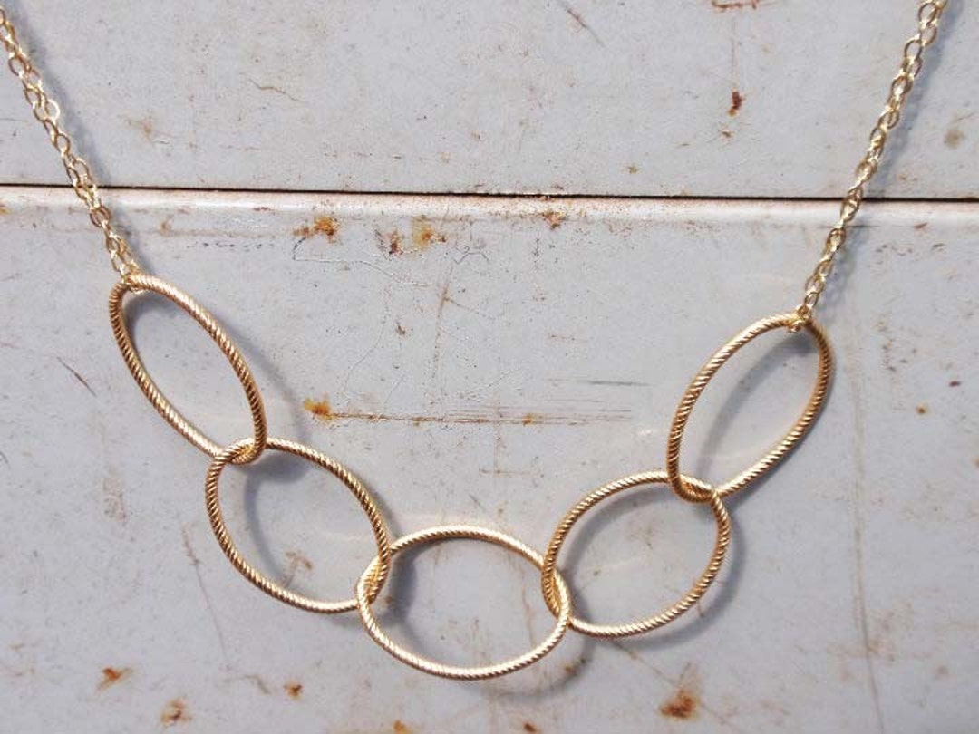 Gold Oval Necklace, Gold Link Necklace, Gold Fill Necklace, Gold Chain ...