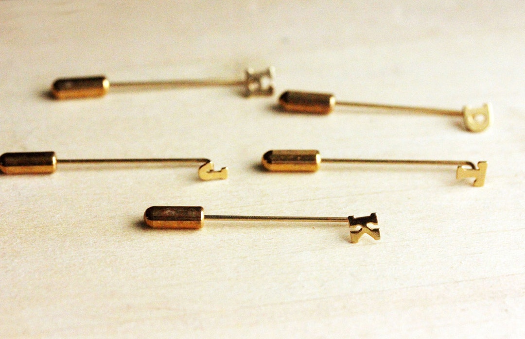 Initial Stickpin Gold, Letter Stickpin, Groomsmen Pin, Gold Pin ...