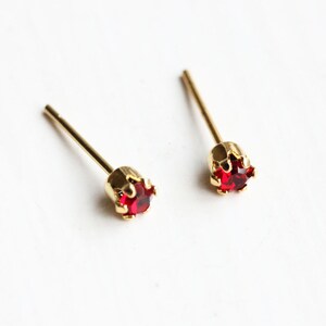 Red Crystal Studs, Crystal Studs, Red Studs, Red Stone Studs - Etsy