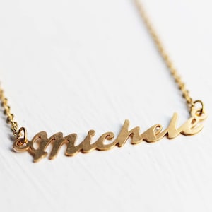 Michele Name Necklace Gold, Name Necklace, Vintage Name Necklace Gold ...