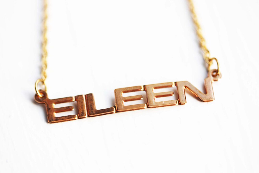 Eileen Name Necklace Gold, Name Necklace, Vintage Name Necklace Gold ...