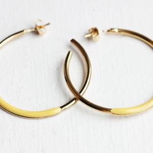 Enamel Gold Hoops, Colorful Hoops, Blue Hoops, Orange Hoops, Gold Hoops ...