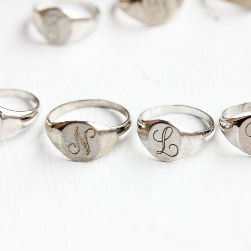 Initial Ring Sterling Silver - Etsy
