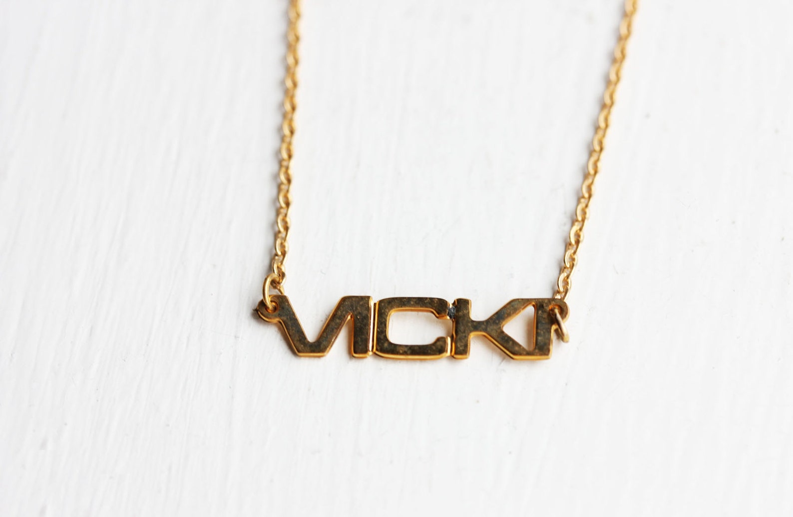 Vicki Name Necklace Gold, Name Necklace, Vintage Name Necklace Gold ...