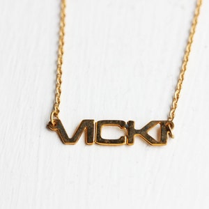 Vicki Name Necklace Gold, Name Necklace, Vintage Name Necklace Gold ...