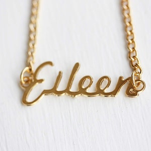 Eileen Name Necklace Gold, Name Necklace, Vintage Name Necklace Gold ...