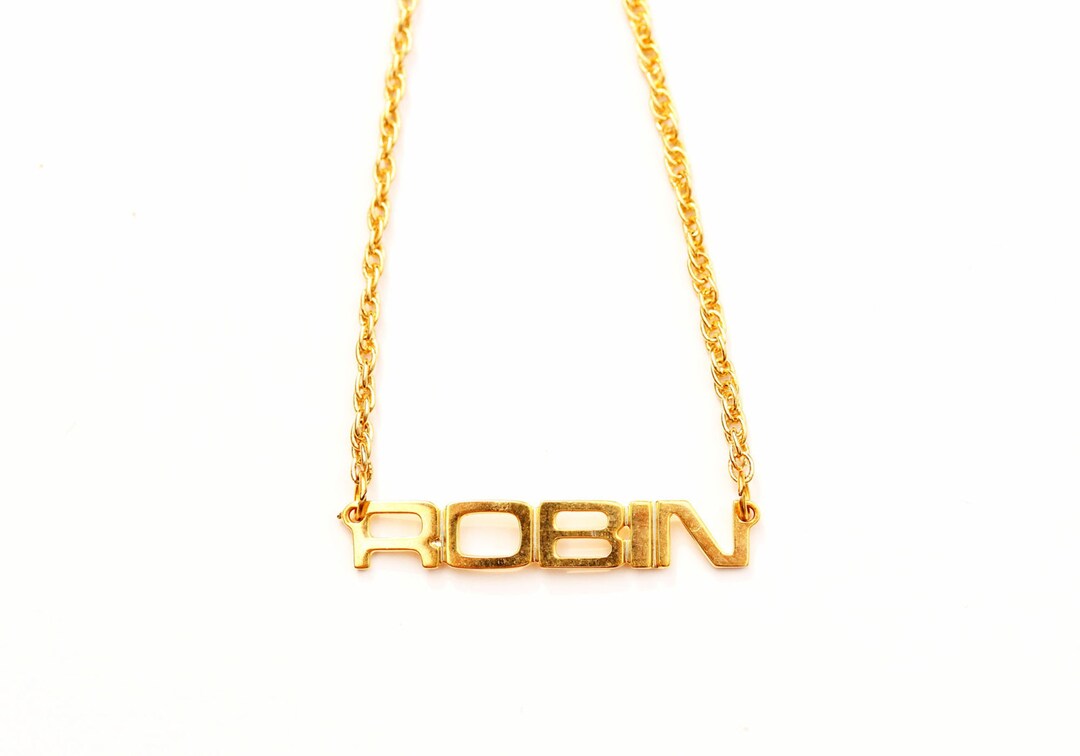Robin Name Necklace Gold Name Necklace Vintage Name Necklace - Etsy