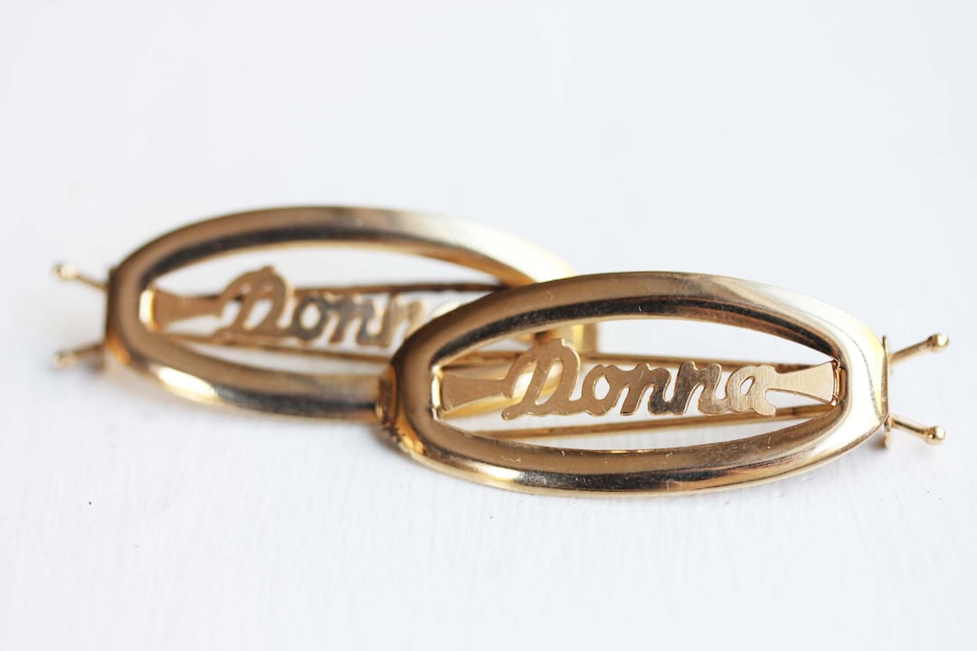 Donna Hair Clips Oro, Nombre Clips de Cabello, Vintage Hair Clips Oro ...