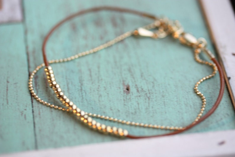 Beaded Bracelet Delicate Dainty Beaded Bracelet Leather - Etsy
