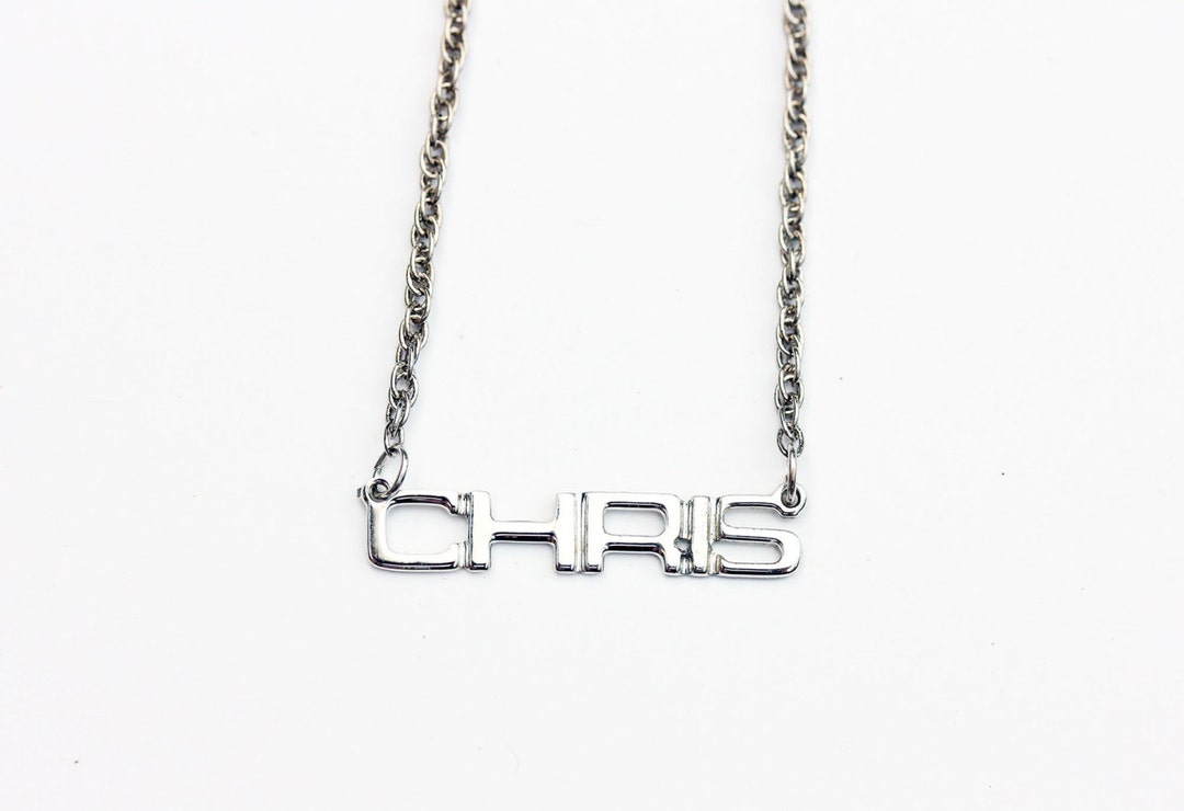 Chris Name Necklace Silver, Name Necklace, Vintage Name Necklace Silver ...