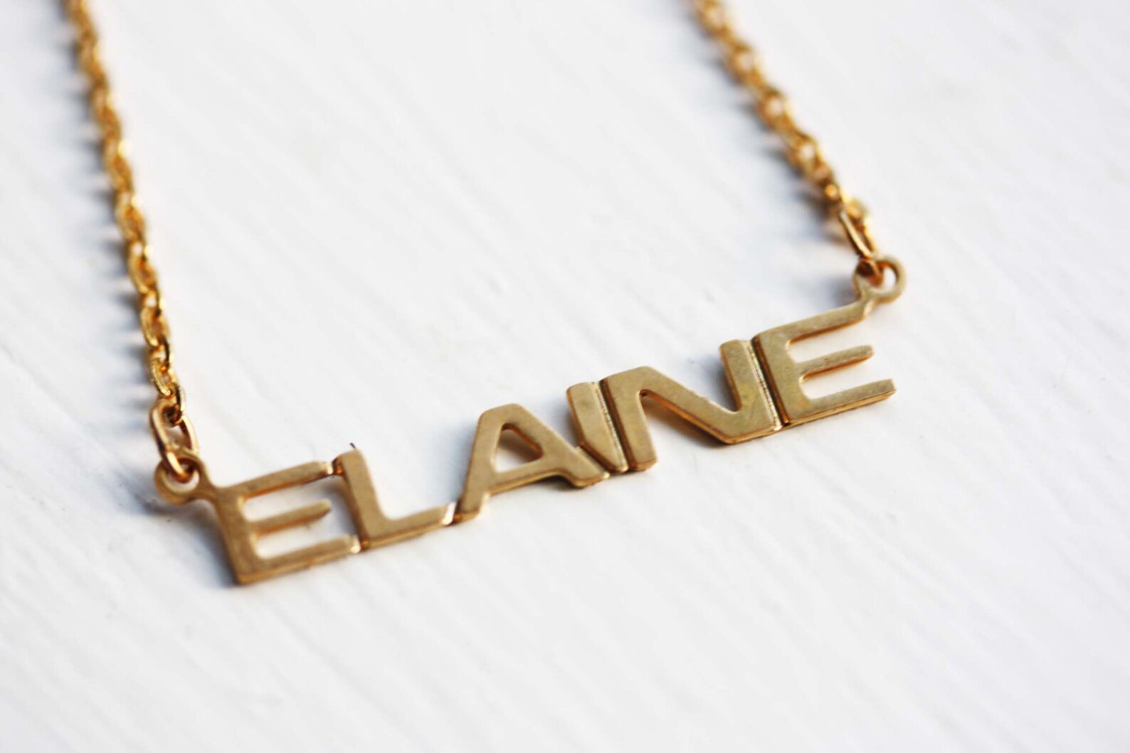 Elaine Name Necklace Gold Name Necklace Vintage Name - Etsy