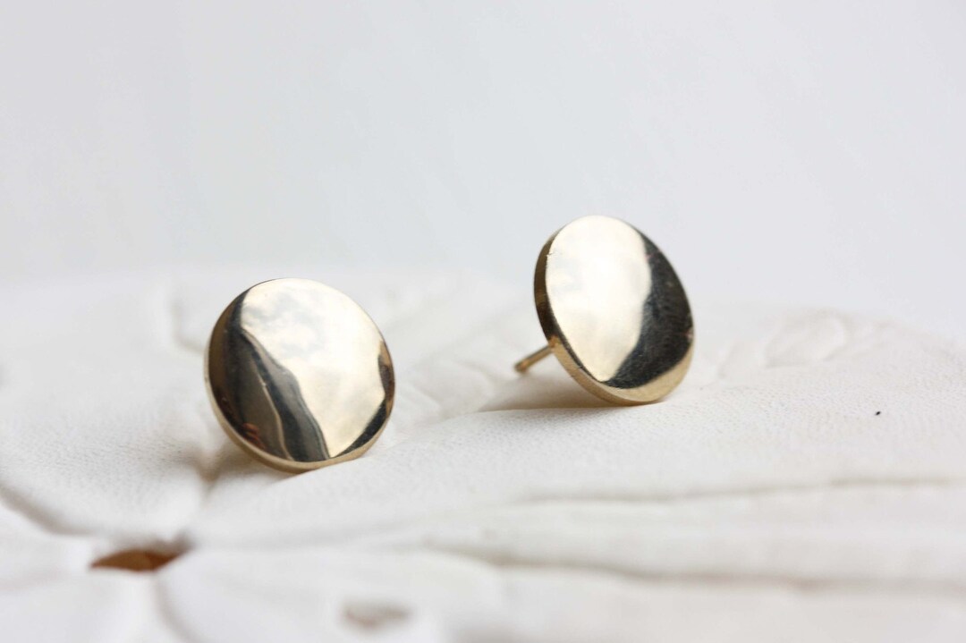 Round Gold Studs - Etsy