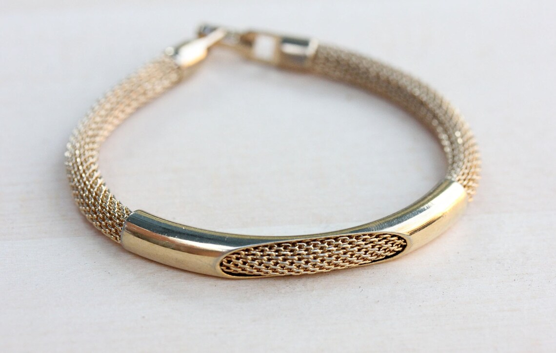 Mesh Bracelet Gold Gold Mesh Bracelet Mesh Bracelet Bar - Etsy