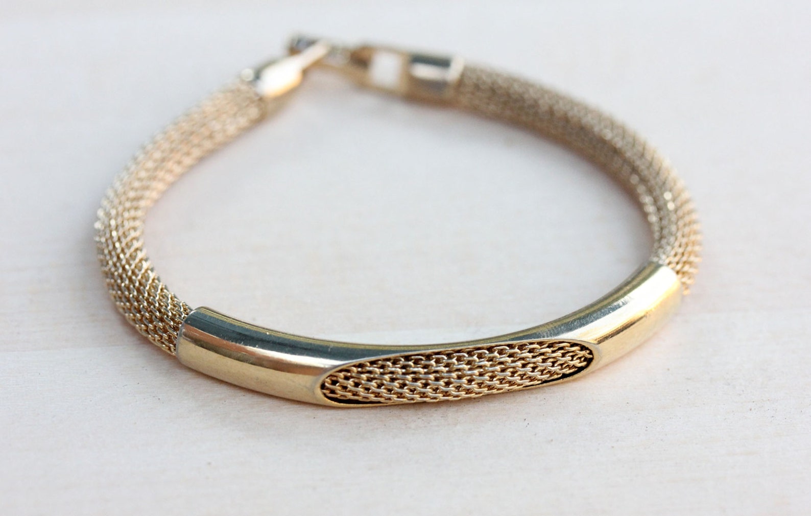 Mesh Bracelet Gold, Gold Mesh Bracelet, Mesh Bracelet, Bar Bracelet ...