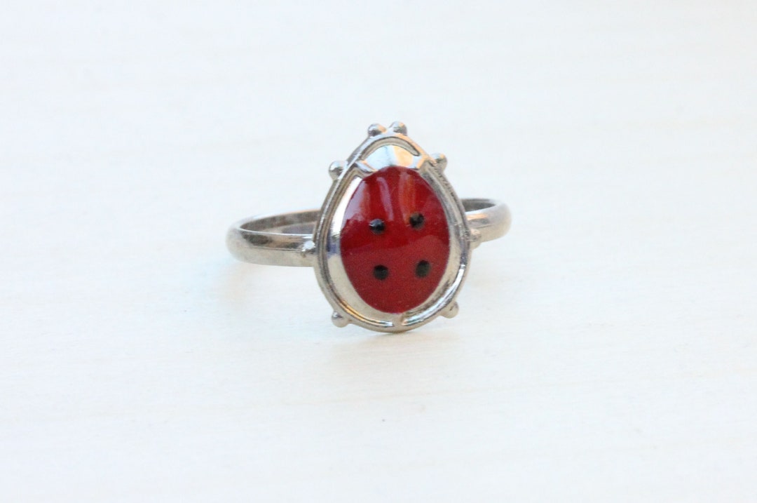 Silver Ladybug Ring, Lady Bug Ring, Red Ladybug Ring, Ladybug Ring, Red ...