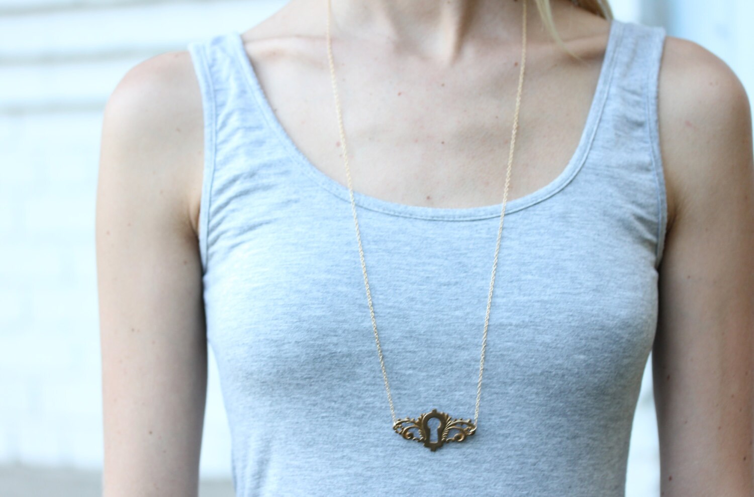 Keyhole Necklace Gold Vintage Pendant Necklace Key Necklace | Etsy