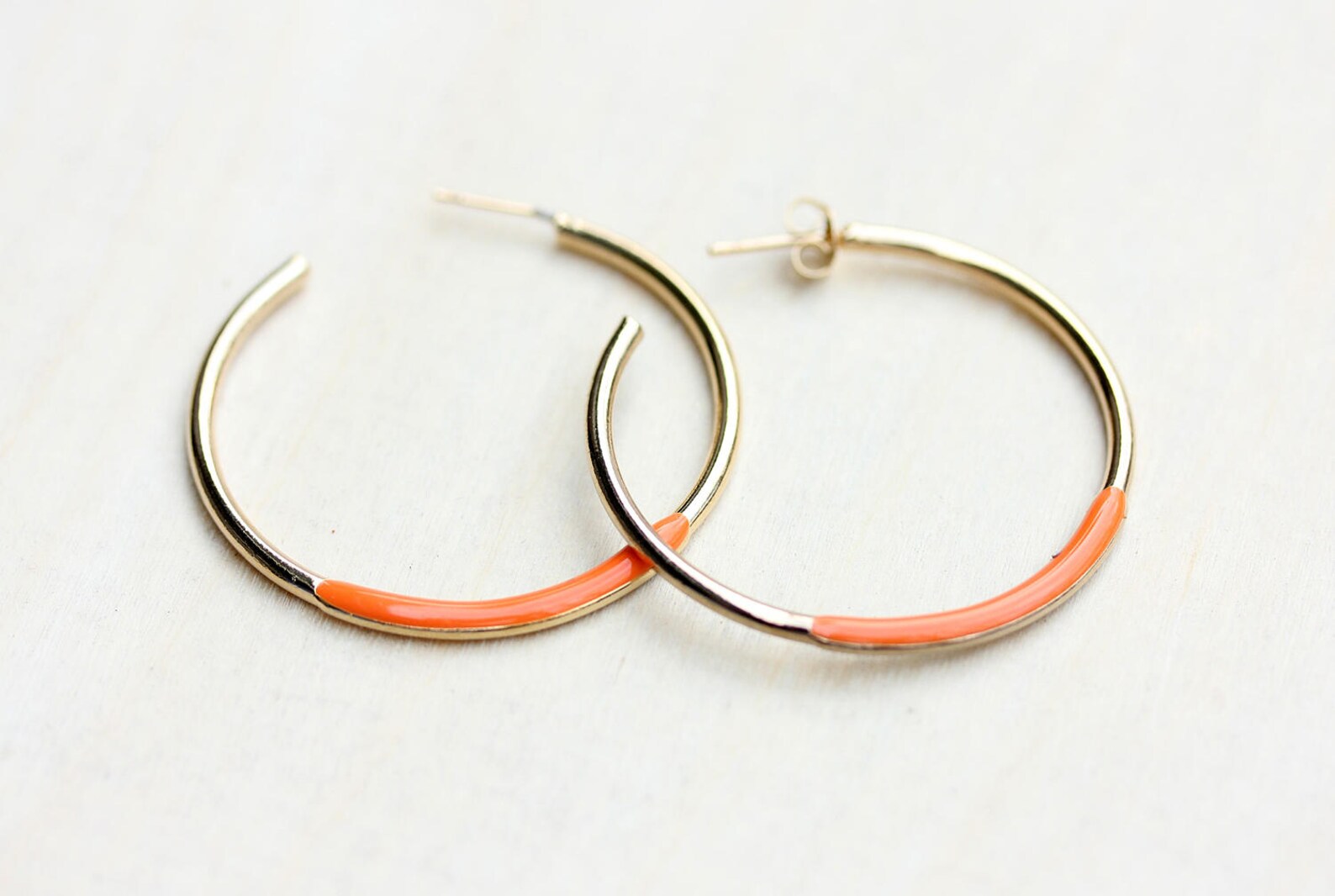 Enamel Gold Hoops Colorful Hoops Blue Hoops Orange Hoops - Etsy