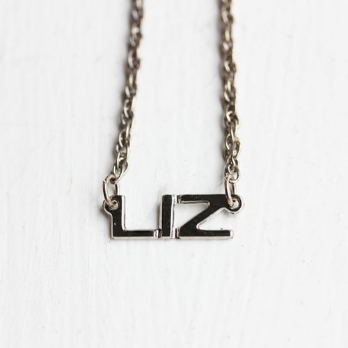 Liz Name Necklace Gold Name Necklace Vintage Name Necklace - Etsy