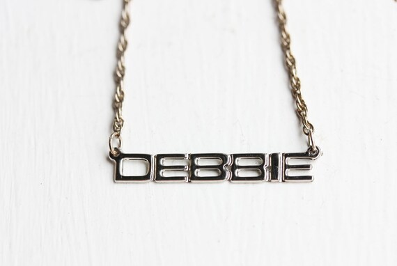 Debbie Name Necklace Silver, Name Necklace, Vintage N… - Gem