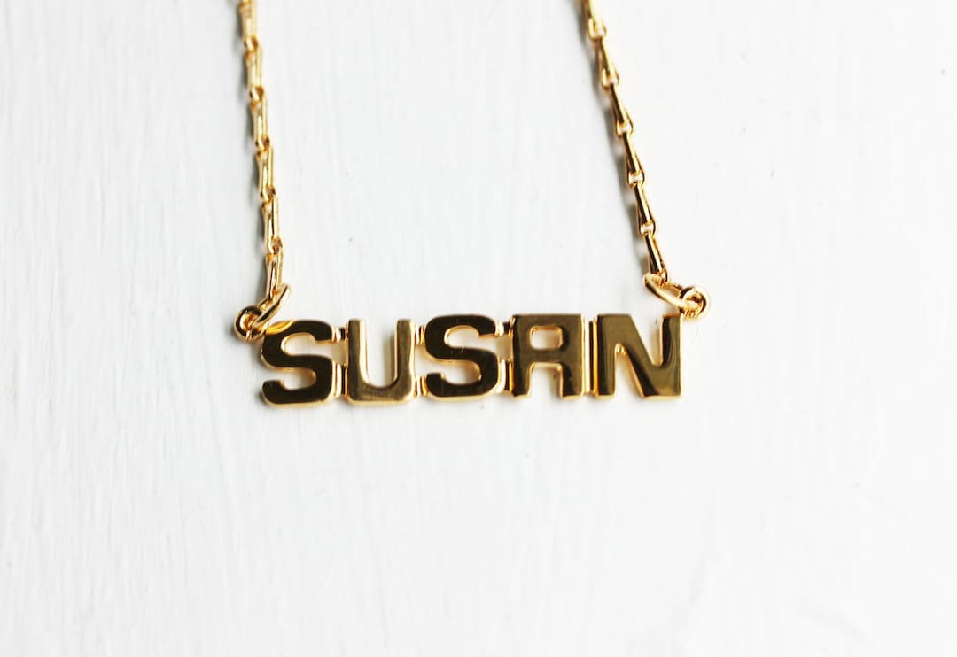 Susan Name Necklace Gold Name Necklace Vintage Name Necklace - Etsy