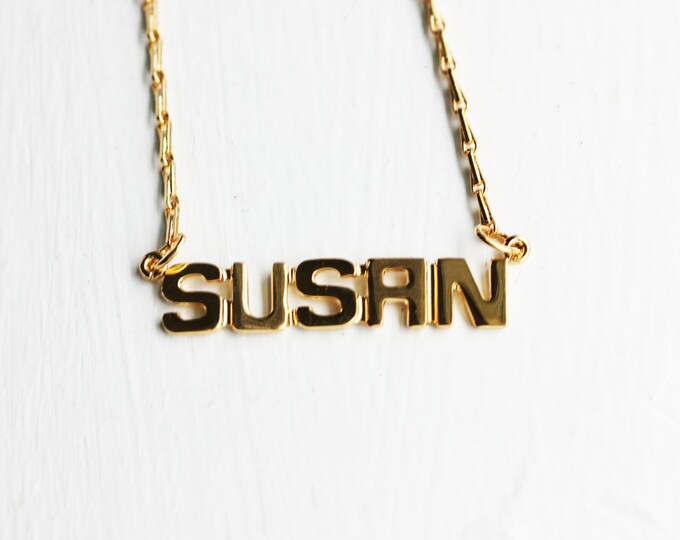 Susan Name Necklace Gold, Name Necklace, Vintage Name Necklace Gold ...