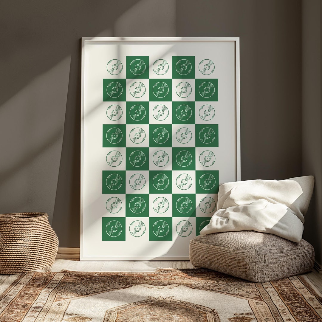Checkered Vinyl Records Poster, Music Poster Digital Download, Gift for ...