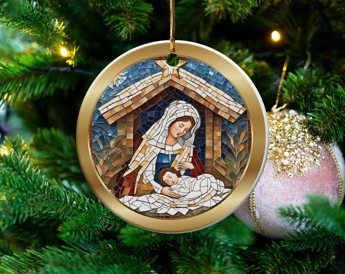 Nativity Scene Ornament, Christmas Tree Decoration, Religious Christmas ...