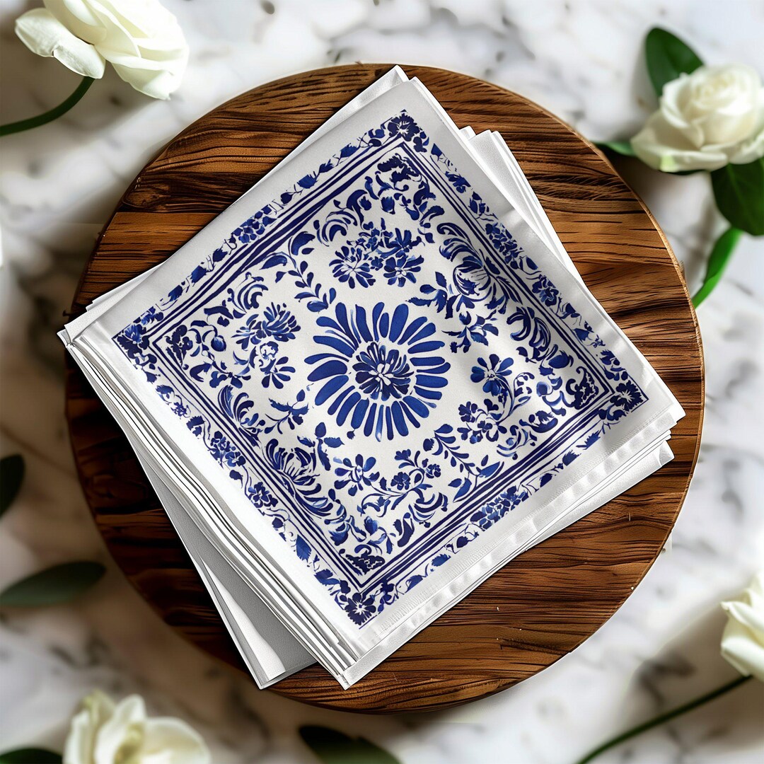 Elegant Talavera Design Napkin, Artisanal Design Napkin, Decorative ...