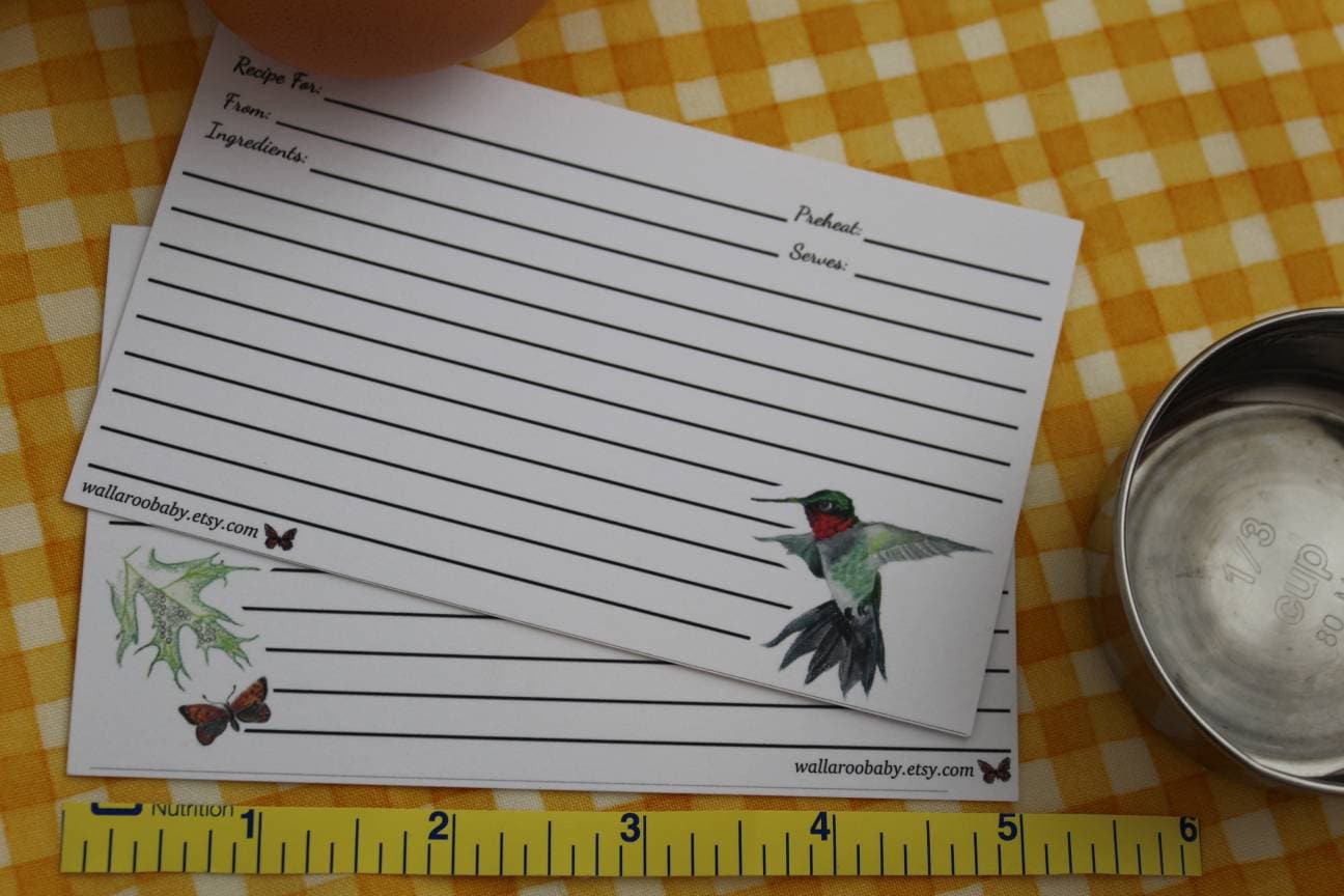 3x5 Recipe Cards in 16 Different Original Designs Birds, Blooms ...