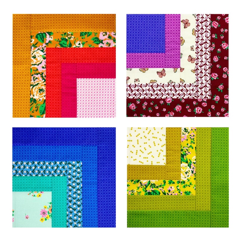 Quarter Log Cabin FPP Quilt Block - Etsy