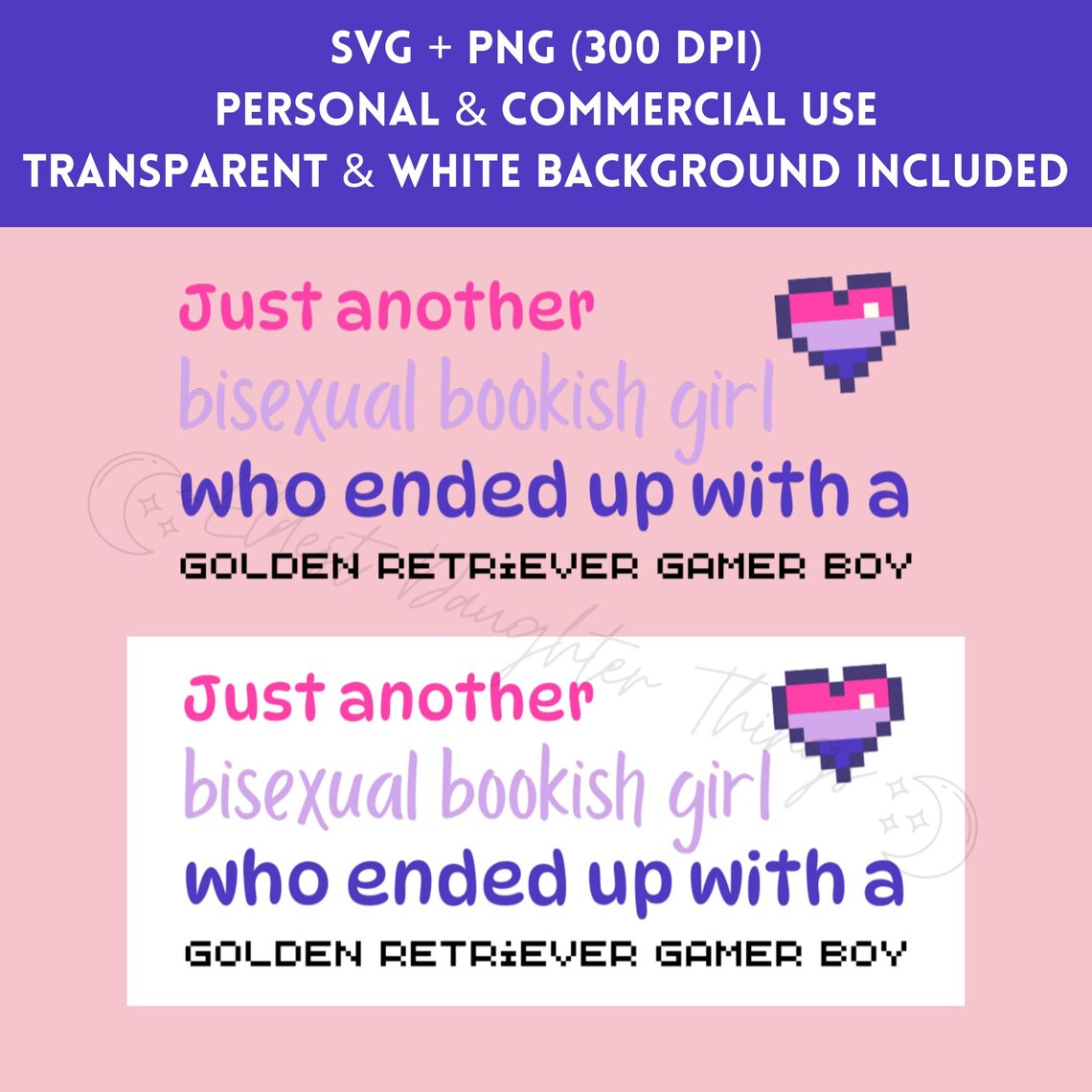 Bookish Bi Girl PNG + SVG - Funny Bisexual Clipart, Tiktok Meme Design ...