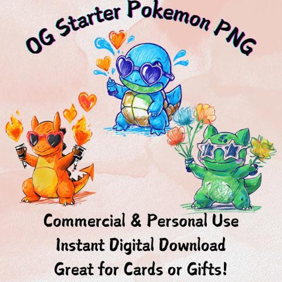 Pokemon Starters PNG, Fun Crayon Pokemon Designs, Commercial Use Image ...