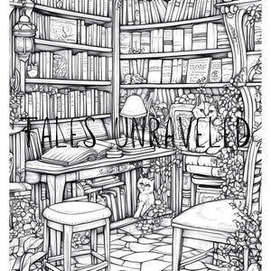 25 Whimsical Bookshop Scenes Coloring Pages, Adult Coloring Pages ...