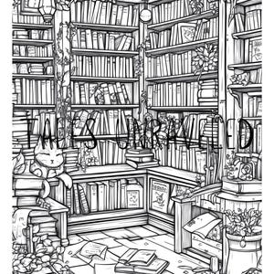 25 Whimsical Bookshop Scenes Coloring Pages, Adult Coloring Pages ...