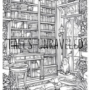 25 Whimsical Bookshop Scenes Coloring Pages, Adult Coloring Pages ...