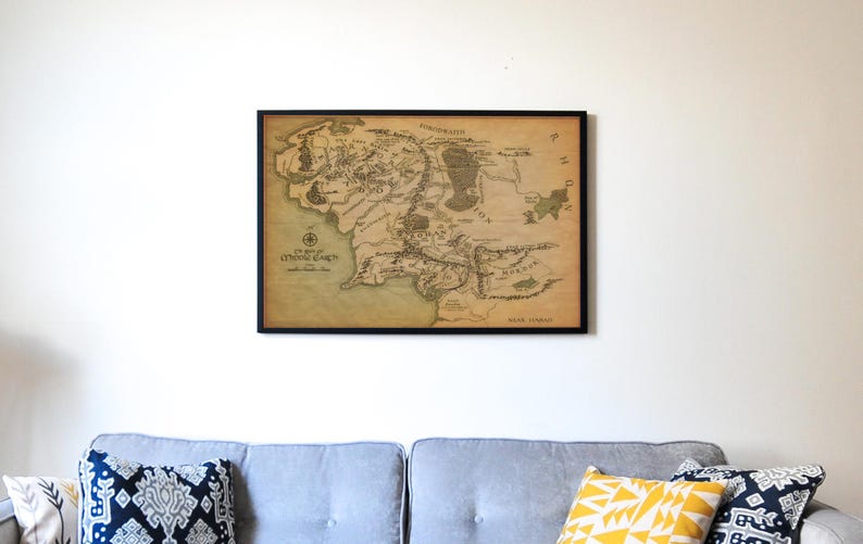 Middle Earth Map Printable PDF, LOTR Middle Earth Map Digital Poster ...