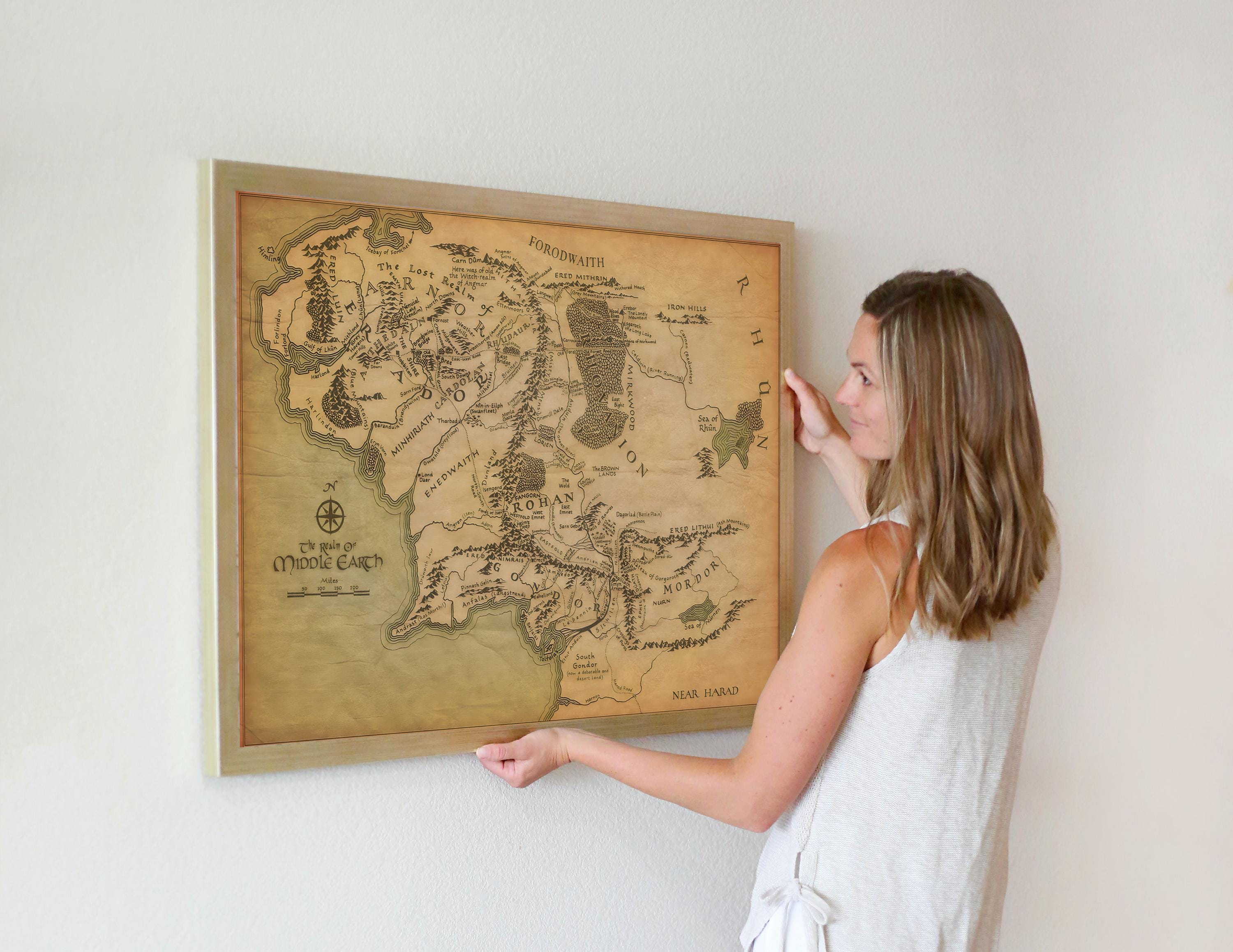 Middle Earth Map Printable PDF, LOTR Middle Earth Map Digital Poster ...