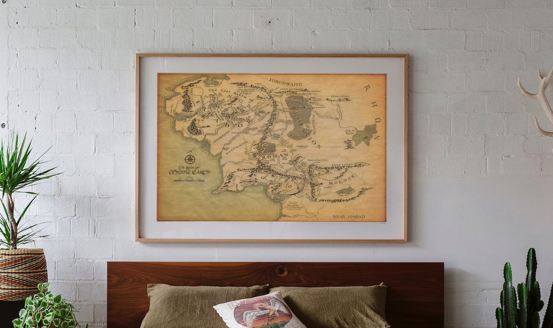 Middle Earth Map Printable PDF, LOTR Middle Earth Map Digital Poster ...
